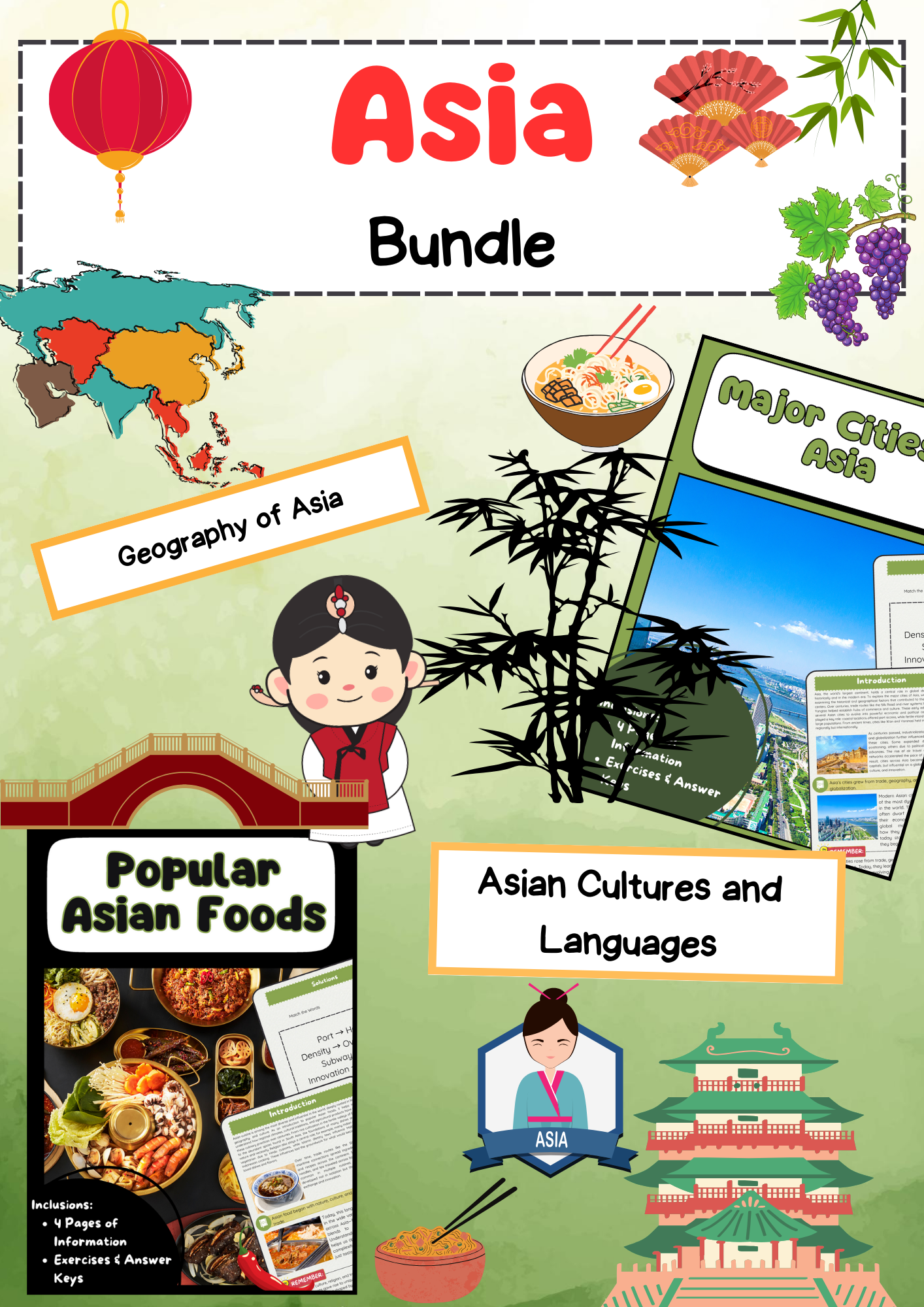 Asien Materialpaket Englischunterricht: Geography, Cultures, Cities ...