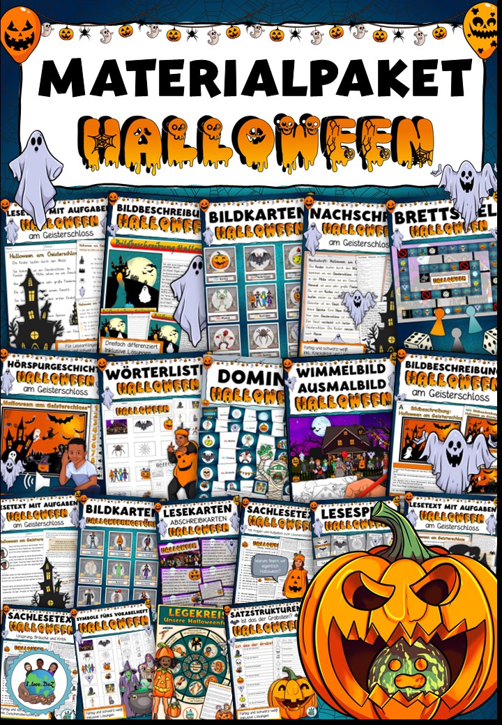 Materialpaket Halloween DaZ / Deutsch #huhuhalloween ...