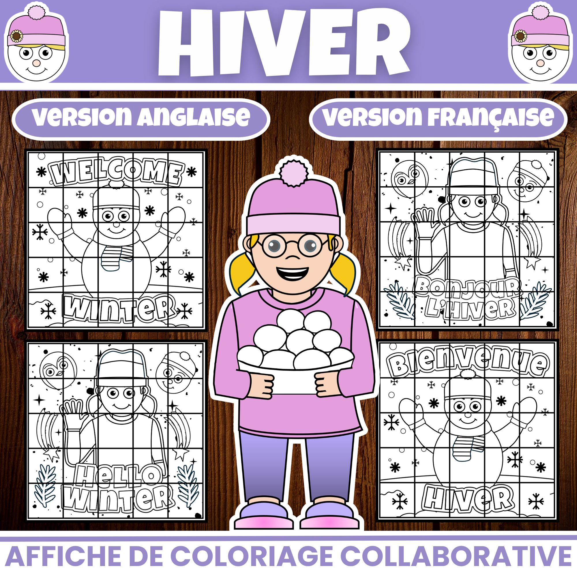 Affiche Collaborative Saison d’Hiver à Colorier - Ressource pédagogique ...