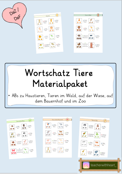 DaZ/DaF: Wortschatz Tiere Materialpaket – Unterrichtsmaterial im Fach ...