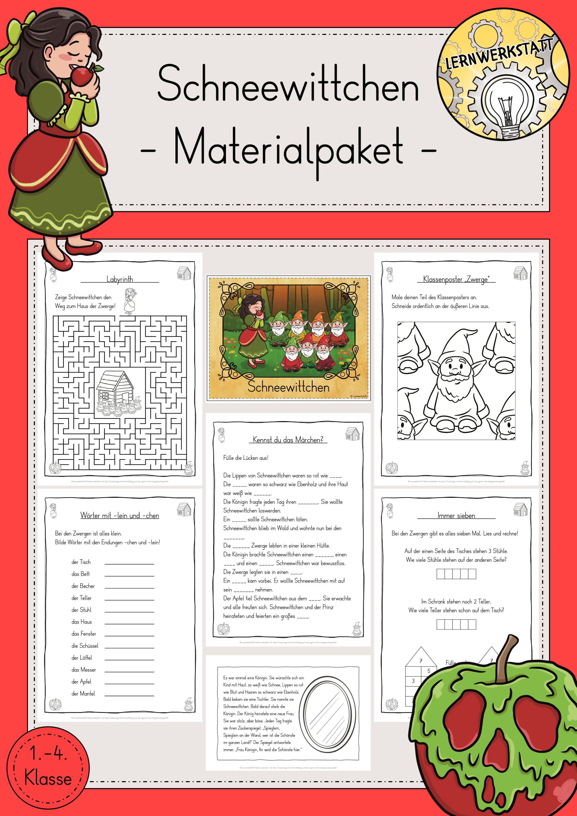 Schneewittchen Märchen Unterrichtseinheit Werkstatt fächerübergreifend ...