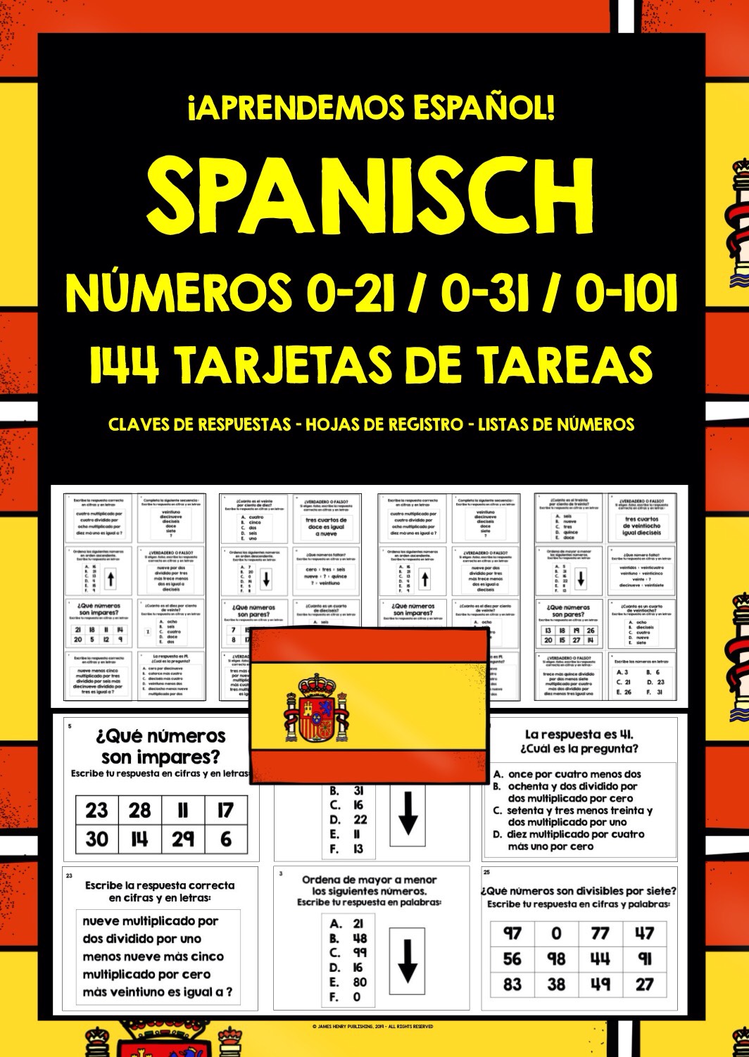 SPANISH NUMBERS TASK CARDS MINI-BUNDLE – Unterrichtsmaterial im Fach ...