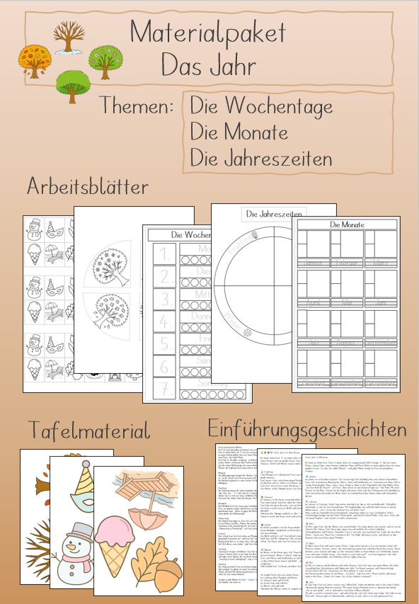 Materialpaket - Das Jahr (Wochentage,Monate,Jahreszeiten ...