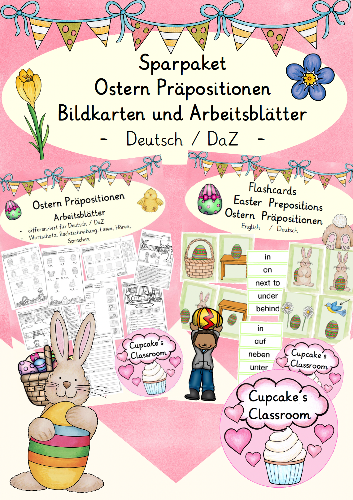 Deutsch/DaZ - Ostern Präpositionen - Arbeitsblätter und Bildkarten ...