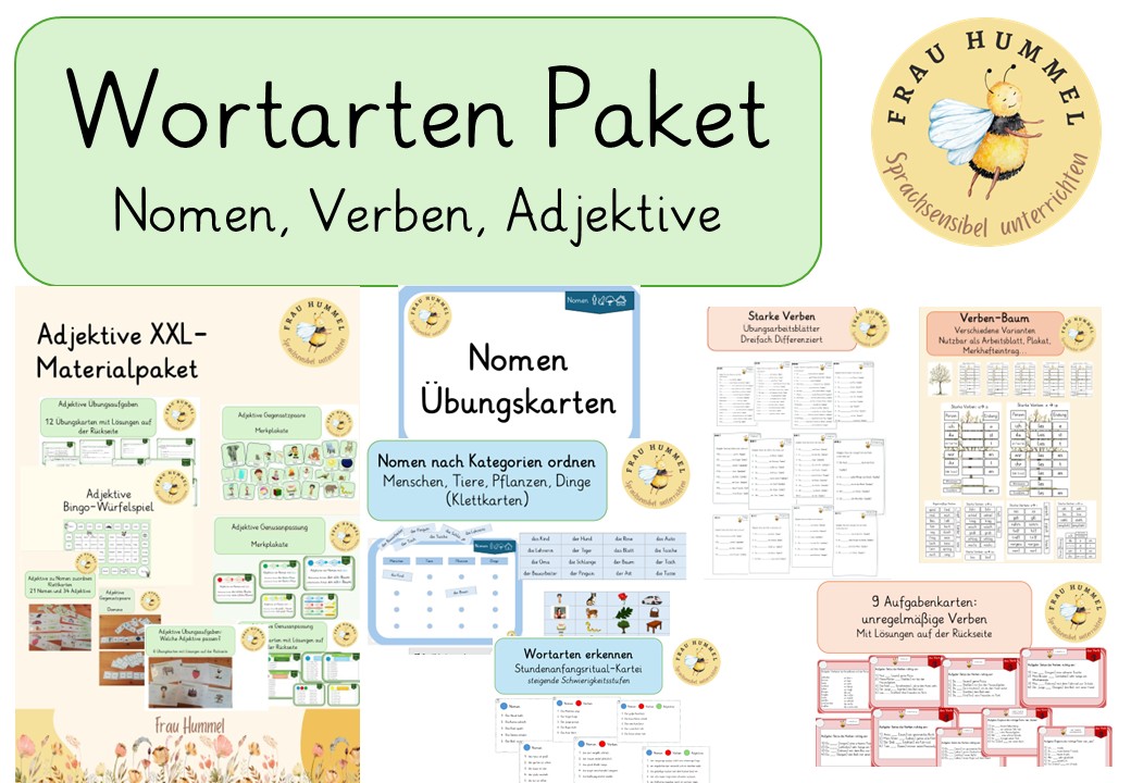 Materialpaket: Wortarten: Nomen, Verben, Adjektive ...