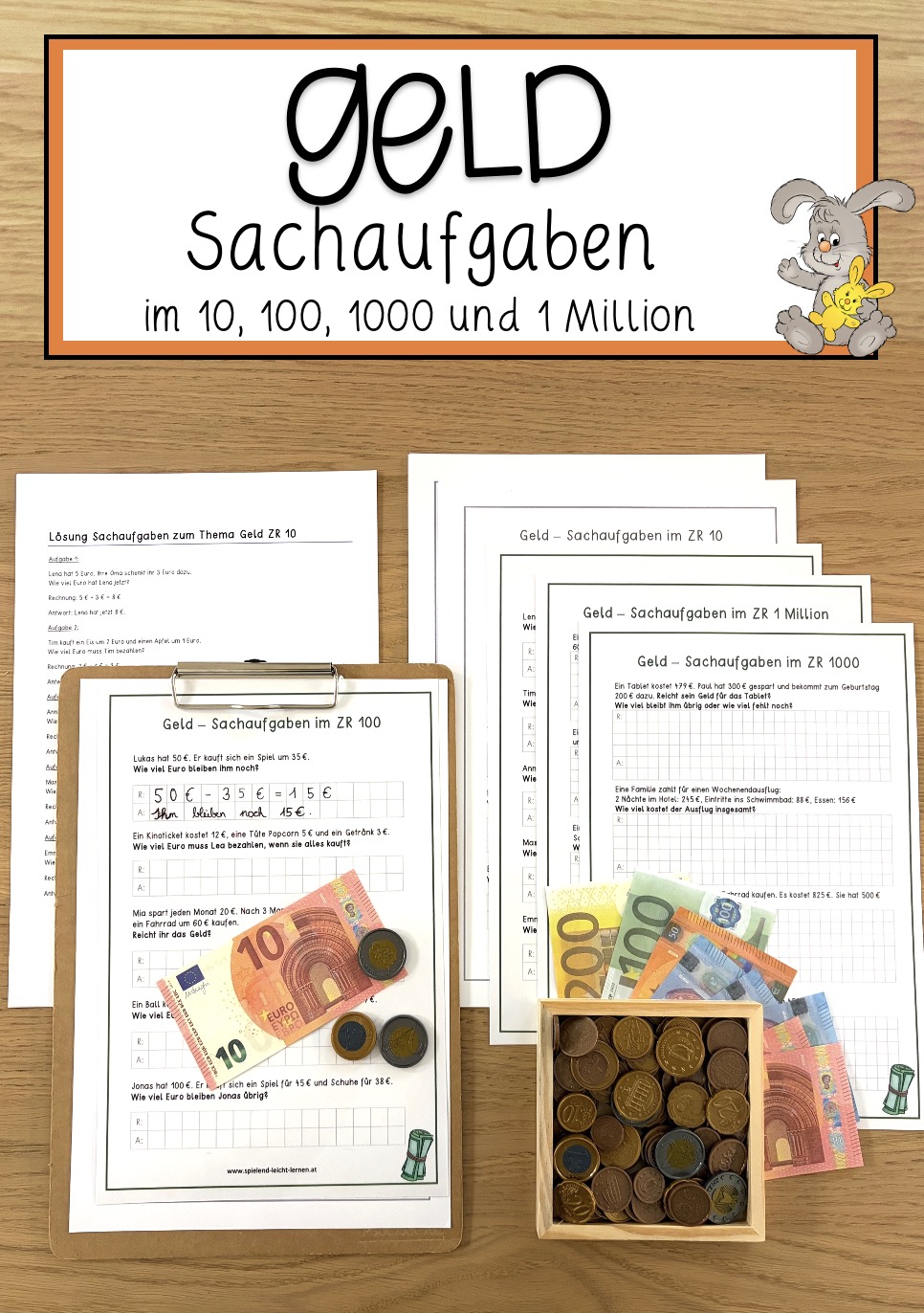 Geld Sachaufgaben im Zahlenraum 10, 100, 1000 und 1 Million ...