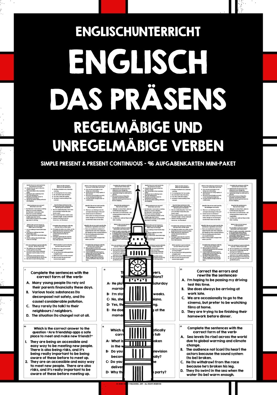 ENGLISH PRESENT TENSE TASK CARDS MINI-BUNDLE – Unterrichtsmaterial im ...
