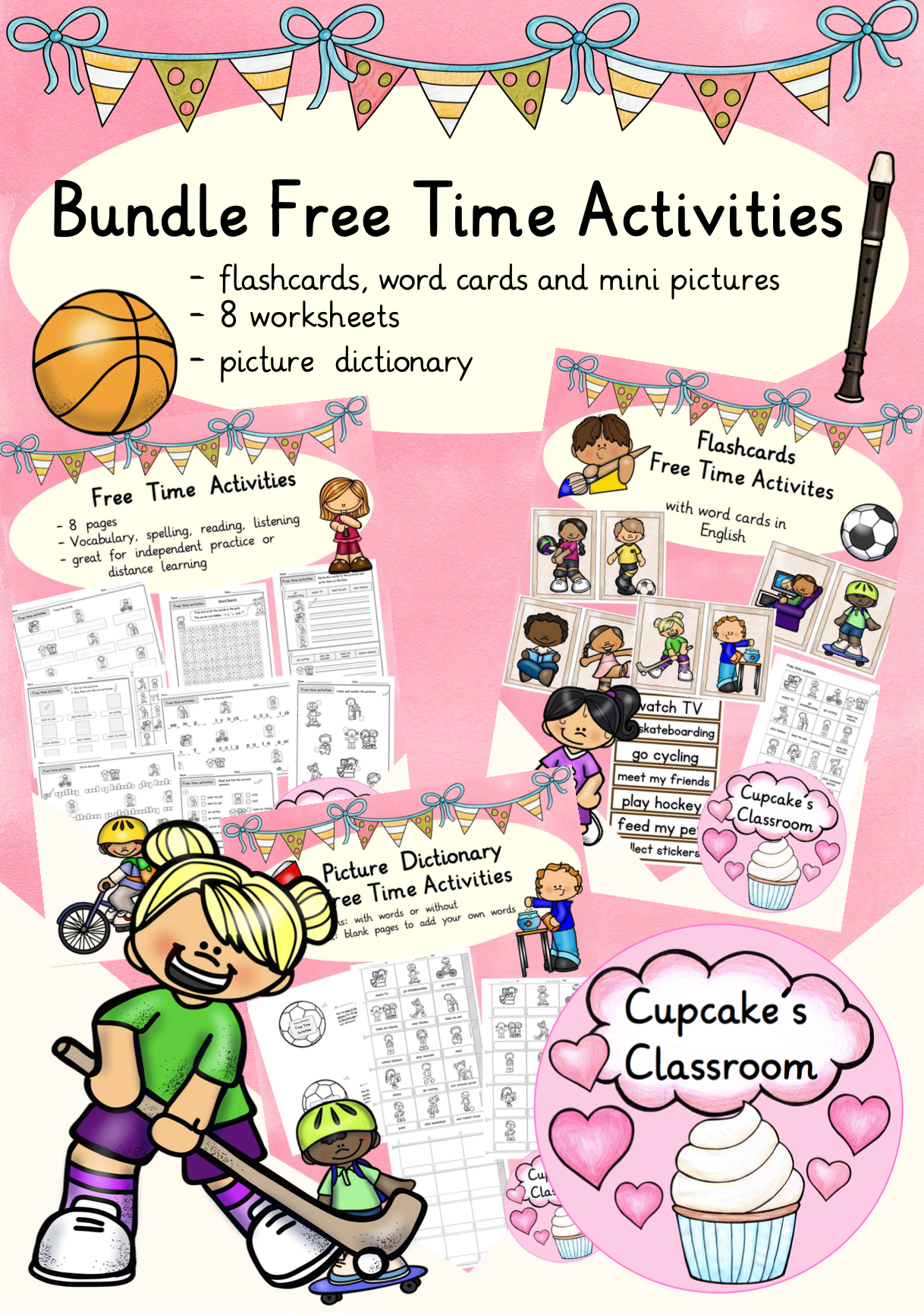 English - Free time activities (Bundle: worksheets, flashcards and mini ...