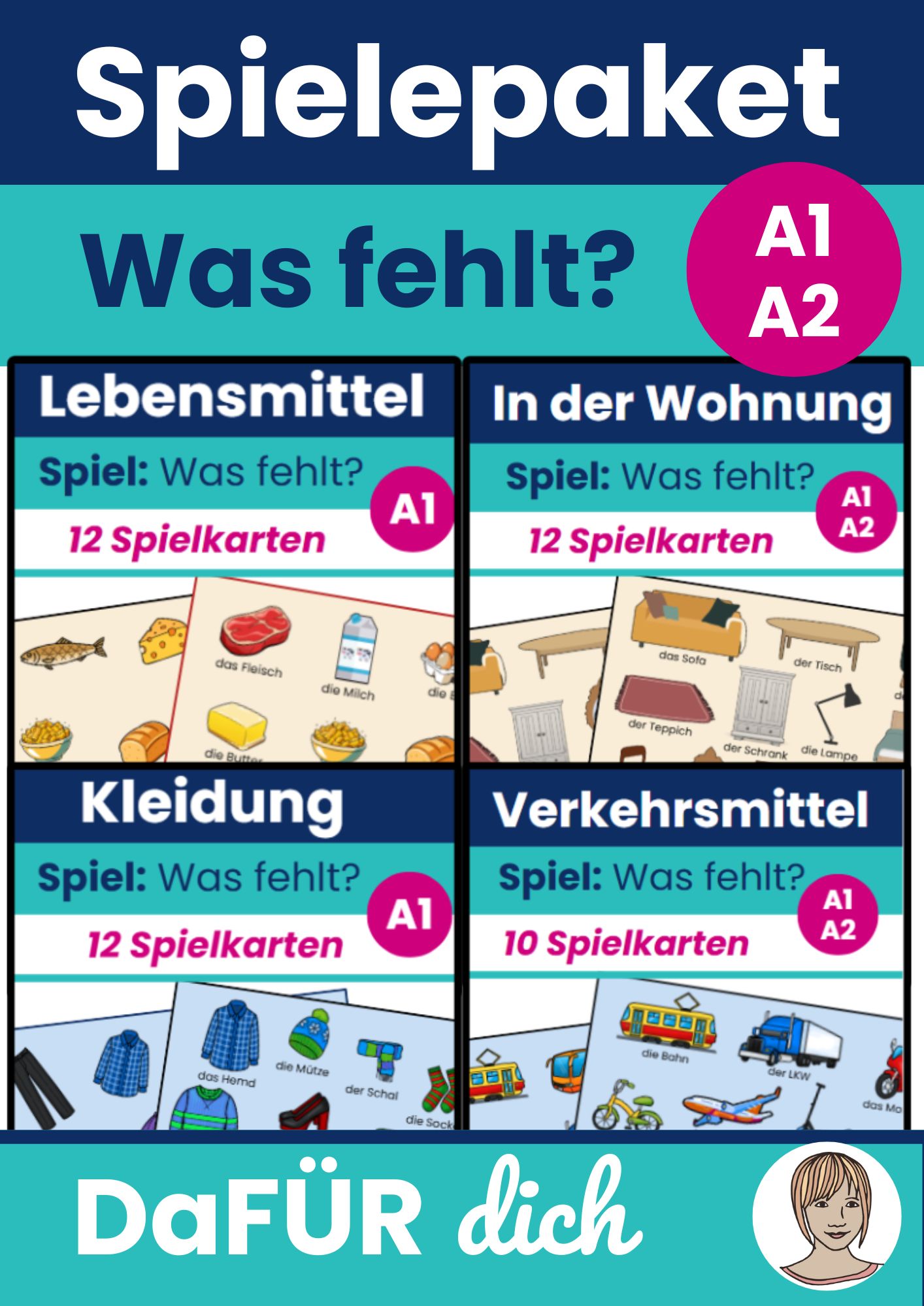 DaZ DaF Spiele | Was fehlt? | A1 A2 – Unterrichtsmaterial im Fach DaZ/DaF