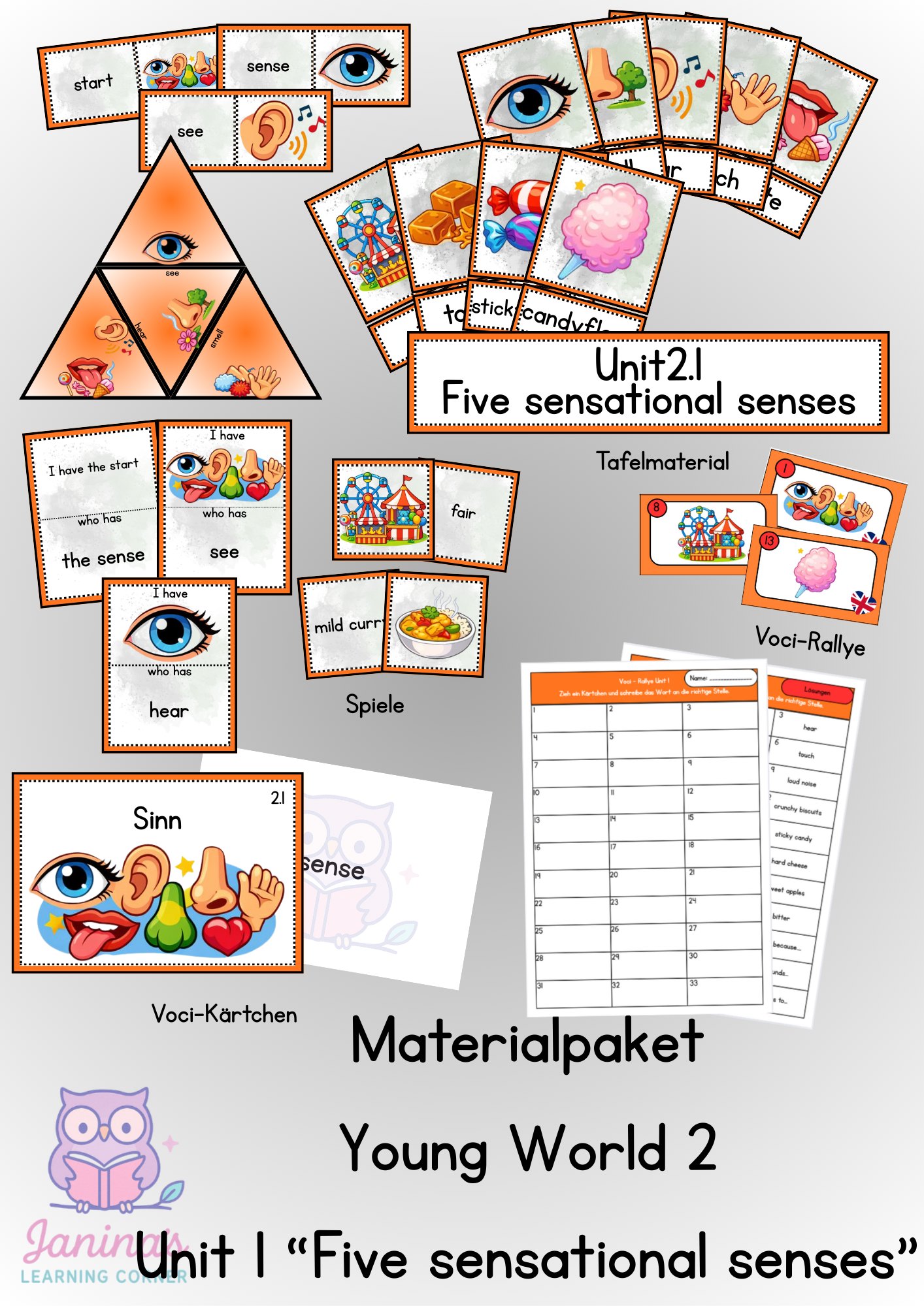 Materialpaket - Young World 2 - Unit 1 "Five sensational senses ...