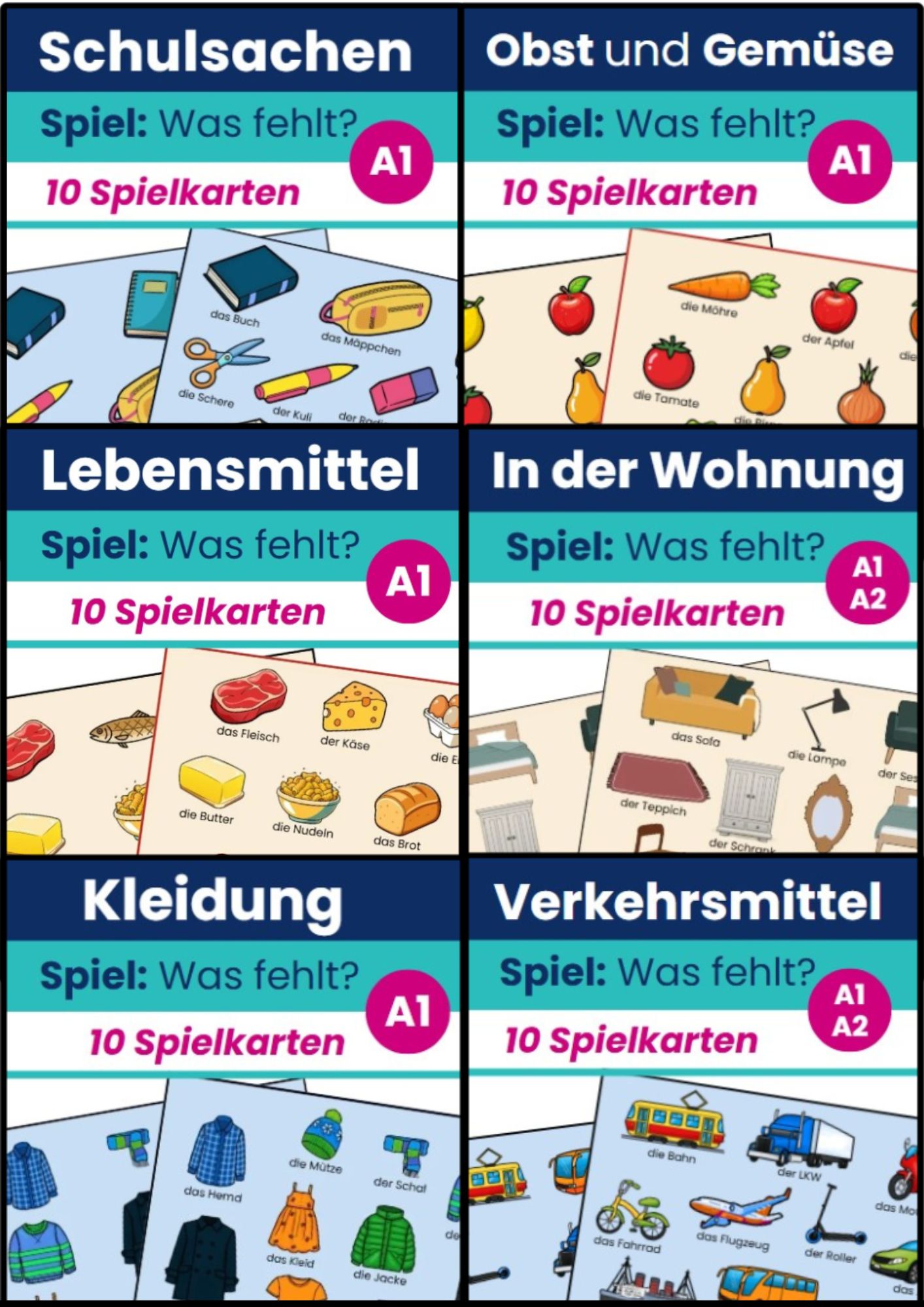 DaF DaZ Spiele | Was fehlt? | A1 A2 – Unterrichtsmaterial im Fach DaZ/DaF