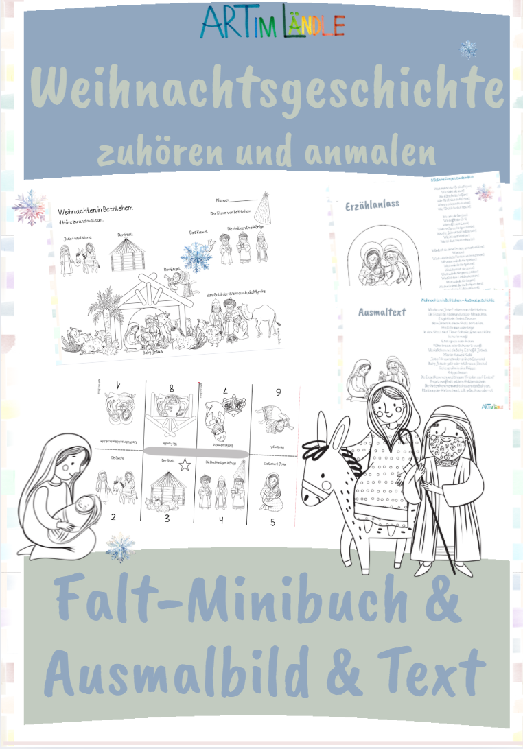 Weihnachtsgeschichte zum Vorlesen: Falt-Miniheft und Ausmalbild ...