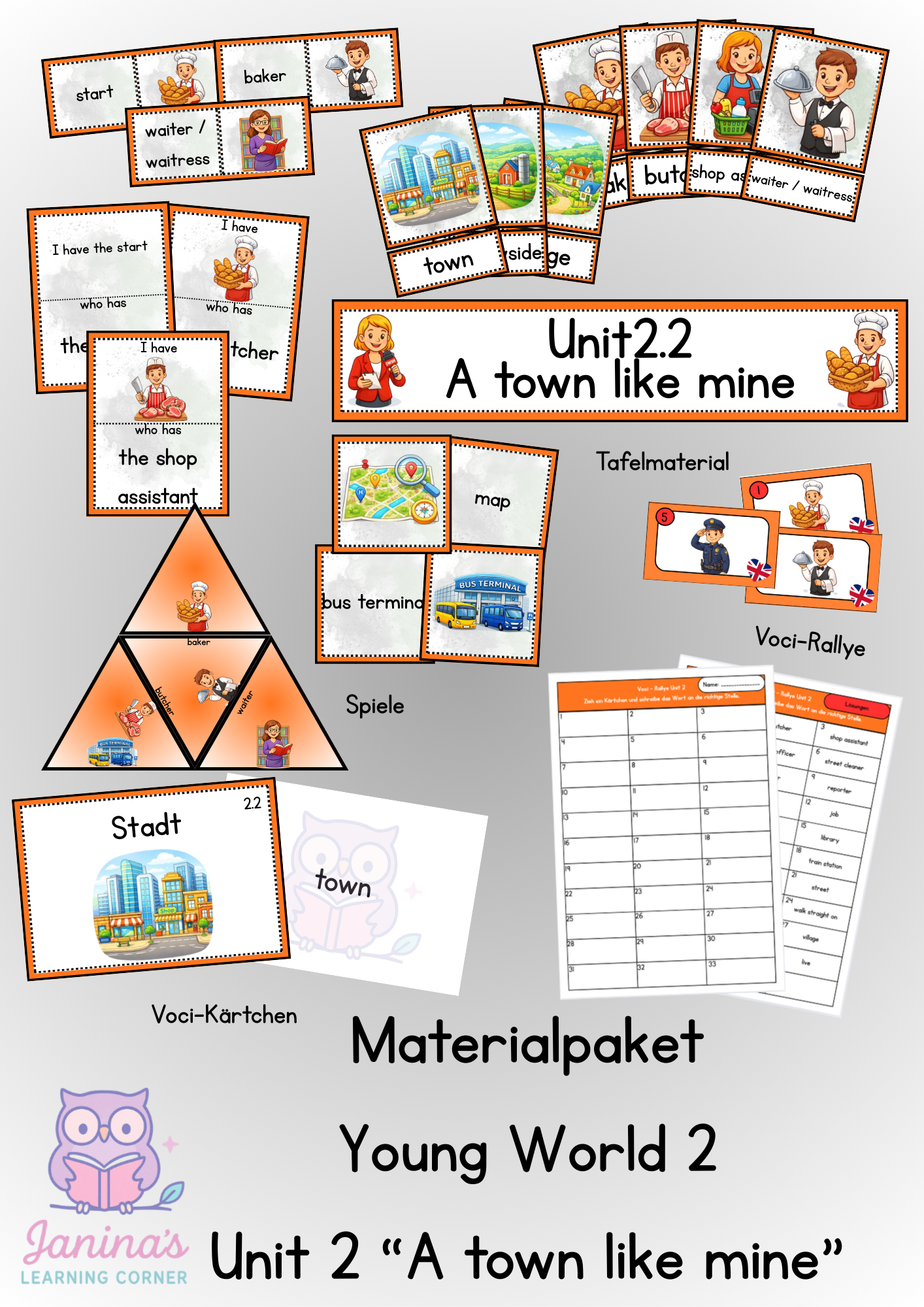 Materialpaket - Young World 2 - Unit 2 "A town like mine ...