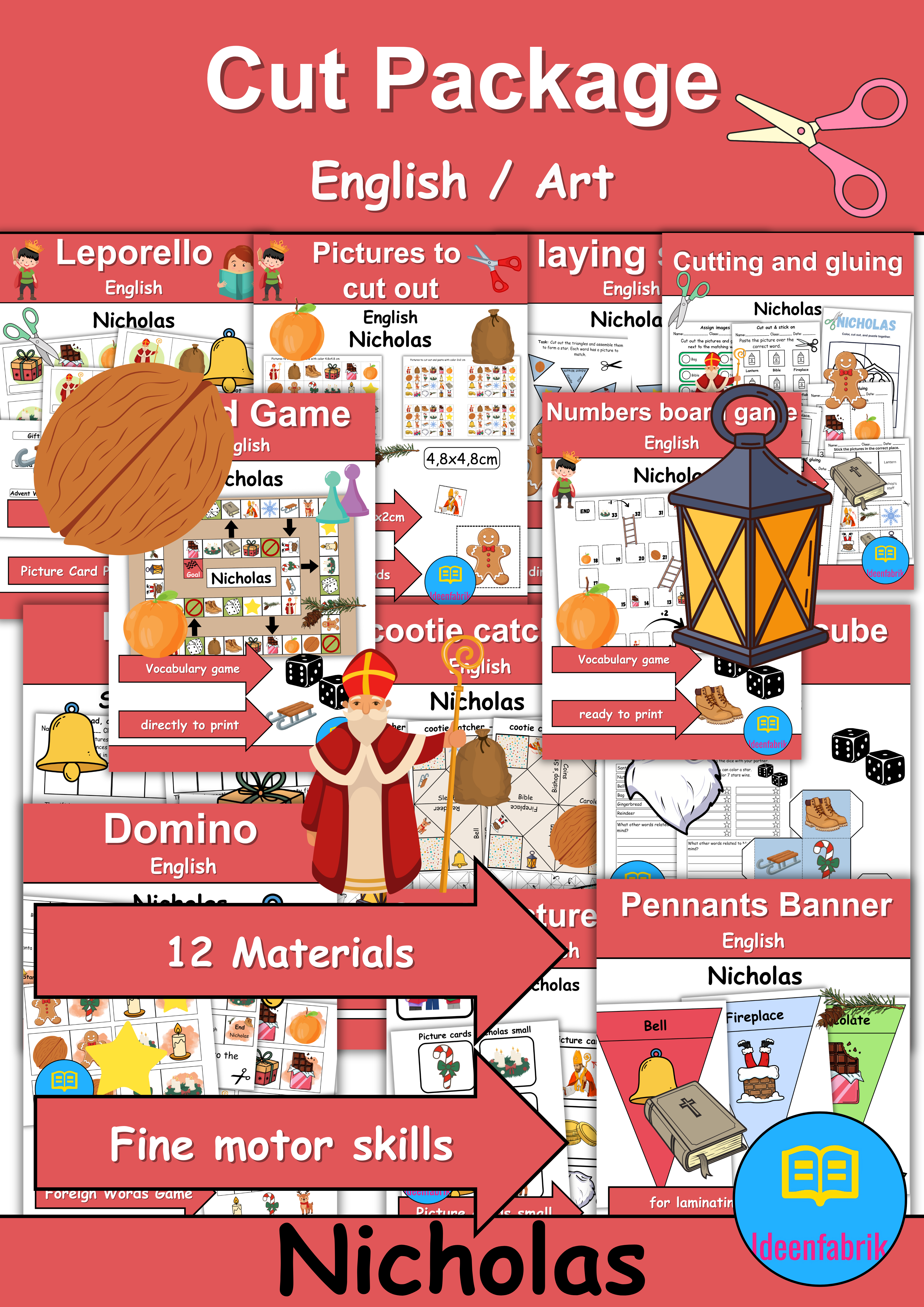 Materialpaket - Cut / Schneiden Nikolaus / Nicholas - Englisch ...