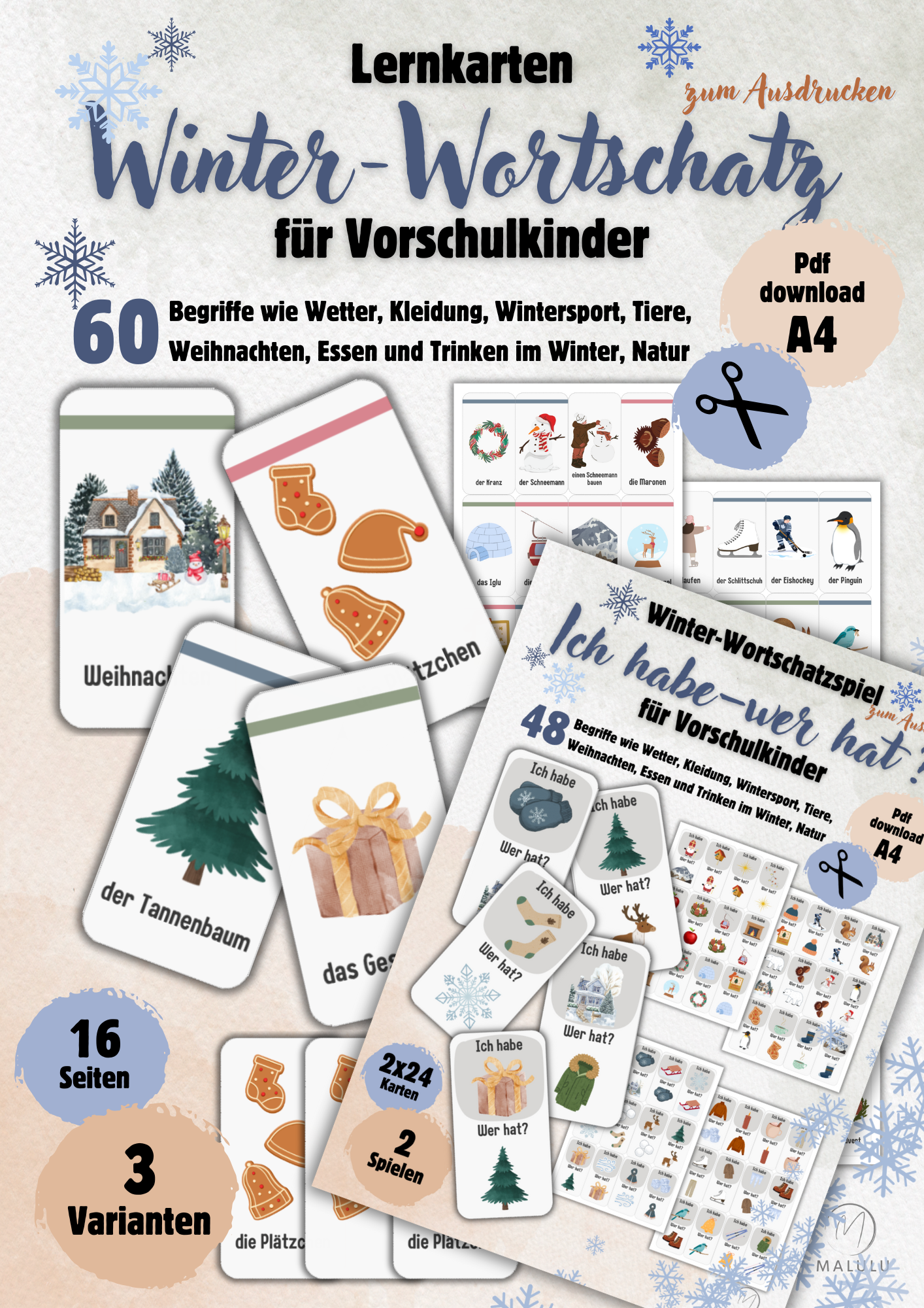 Materialpaket Winter – Wortschatz & Sprachspiele für Kindergarten und ...
