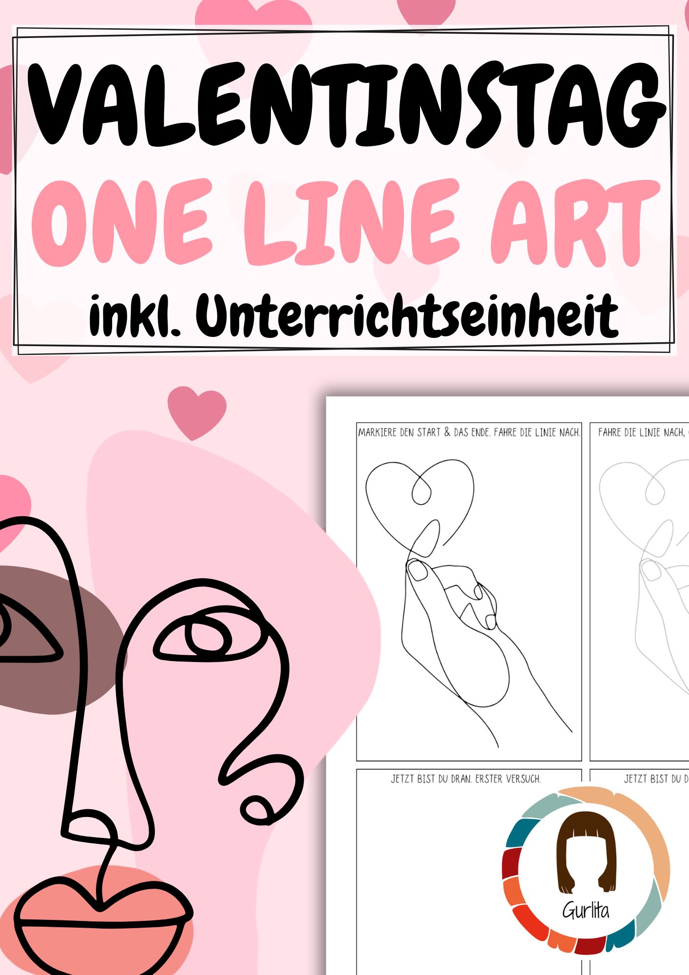 One Line Art Valentinstag | Unterrichtseinheit Kunstprojekt ...