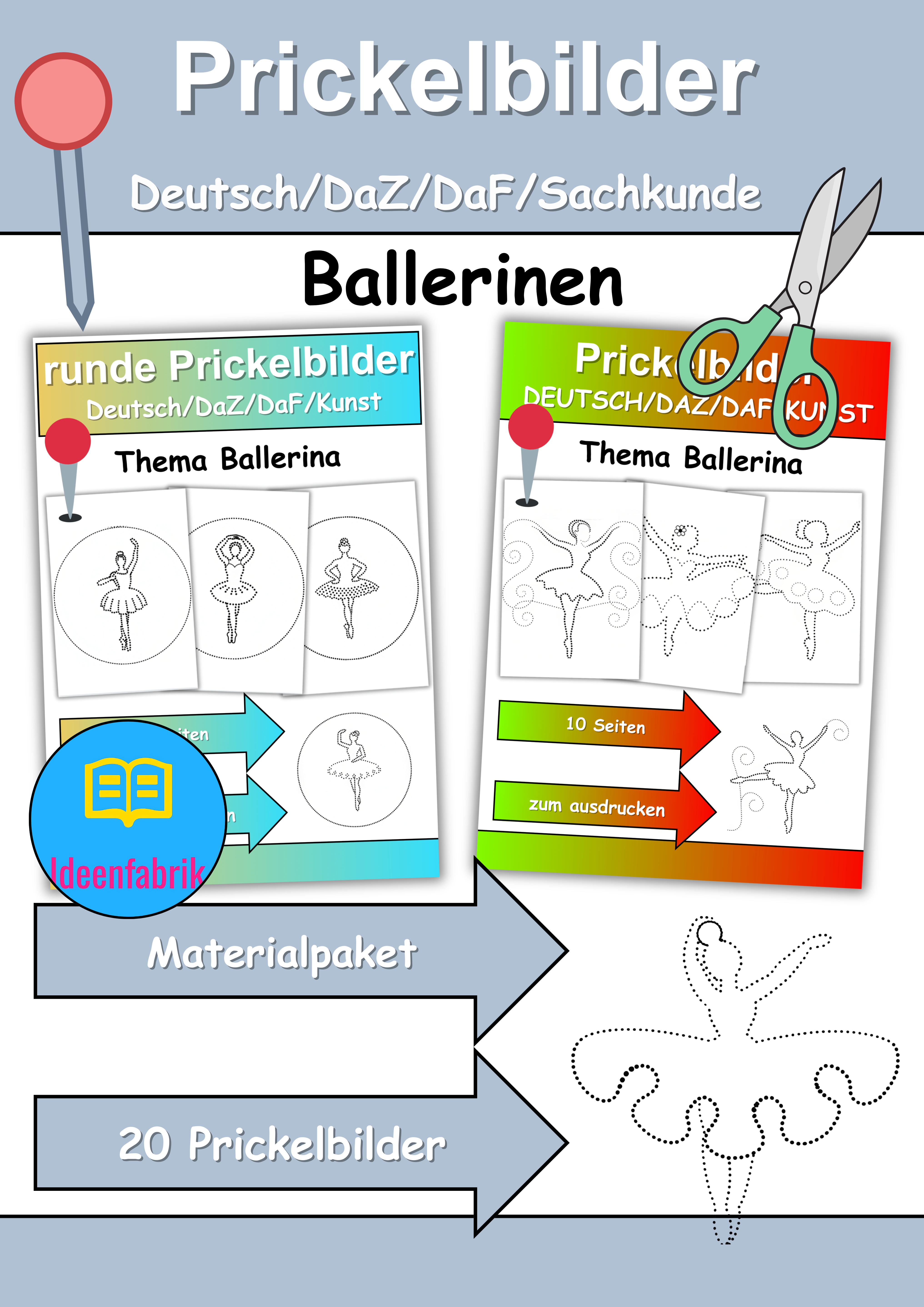 Prickelbilder / Fensterbilder PAKET Thema Ballerina - Grundschule ...