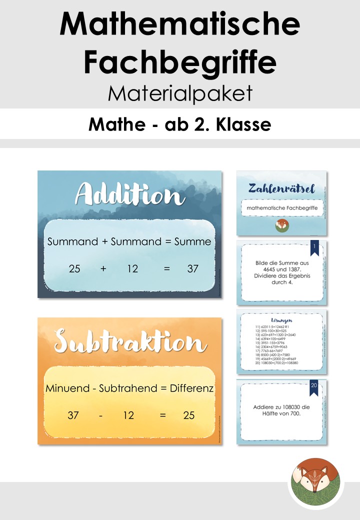 Materialpaket: Mathematische Fachbegriffe – Unterrichtsmaterial im Fach ...