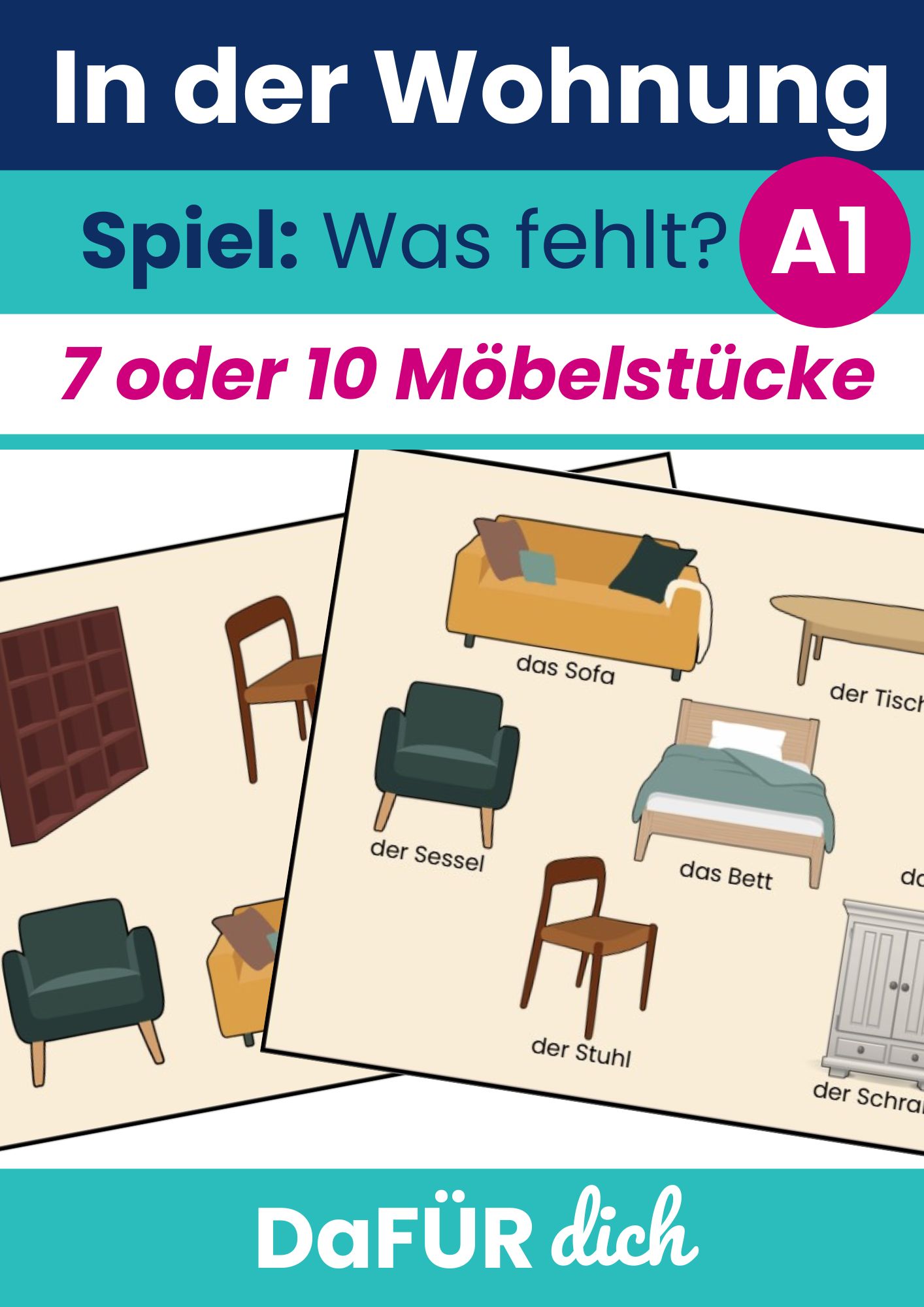 DaF DaZ Spiel | Was fehlt | Möbel | A1 A2 – Unterrichtsmaterial in den ...