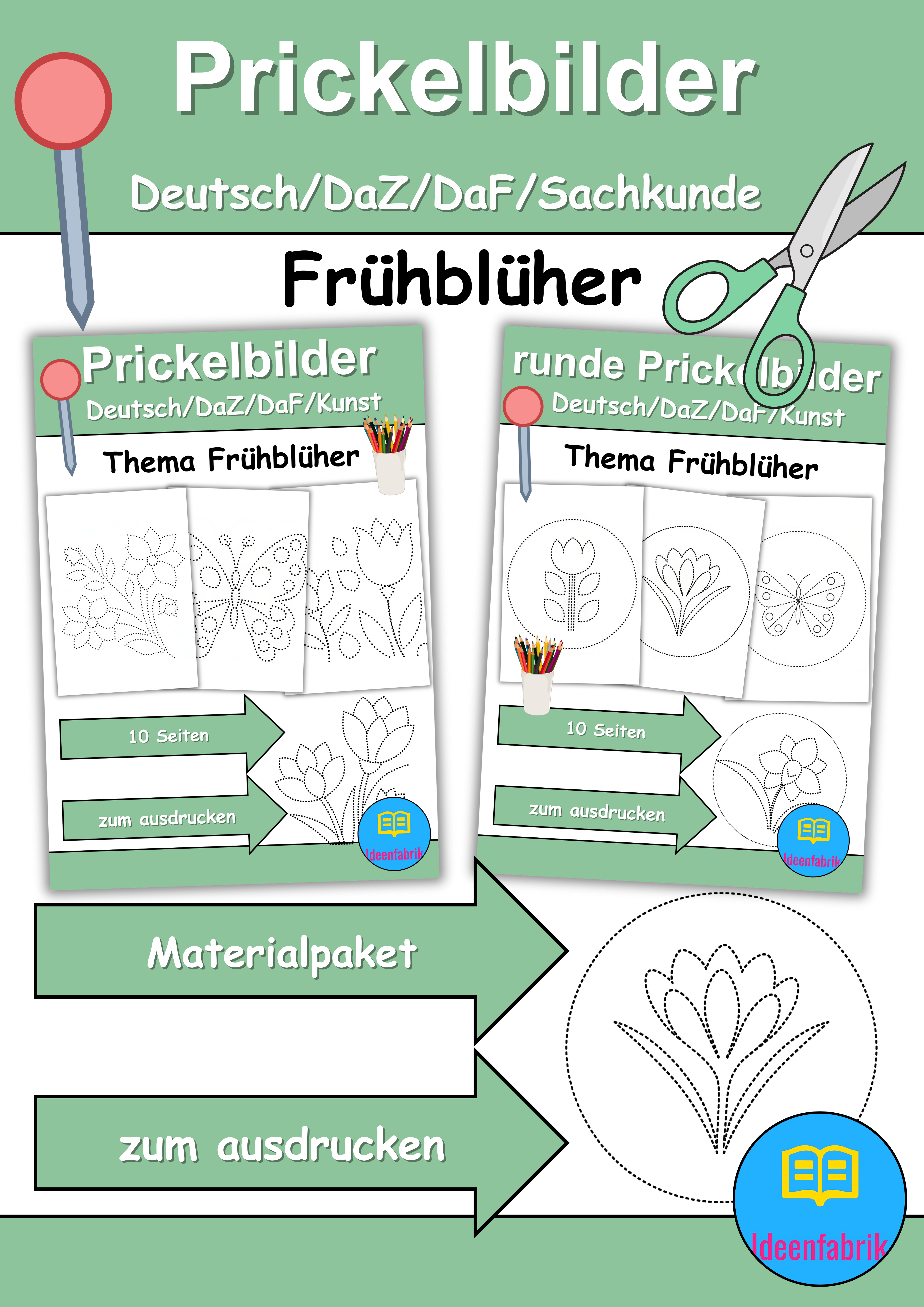 Prickelbilder / Fensterbilder PAKET - Frühblüher - Grundschule ...