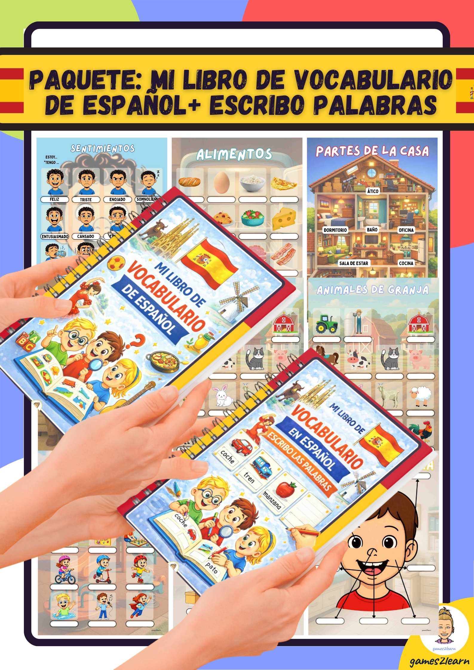 Paquete: mi libro de vocabulario de español+ ESCRIBO PALABRAS ...