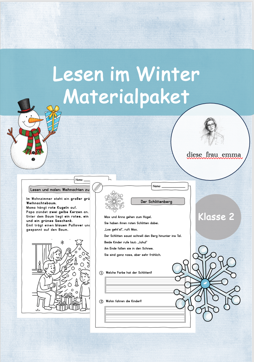 Materialpaket Lesen Winter – Unterrichtsmaterial im Fach Deutsch