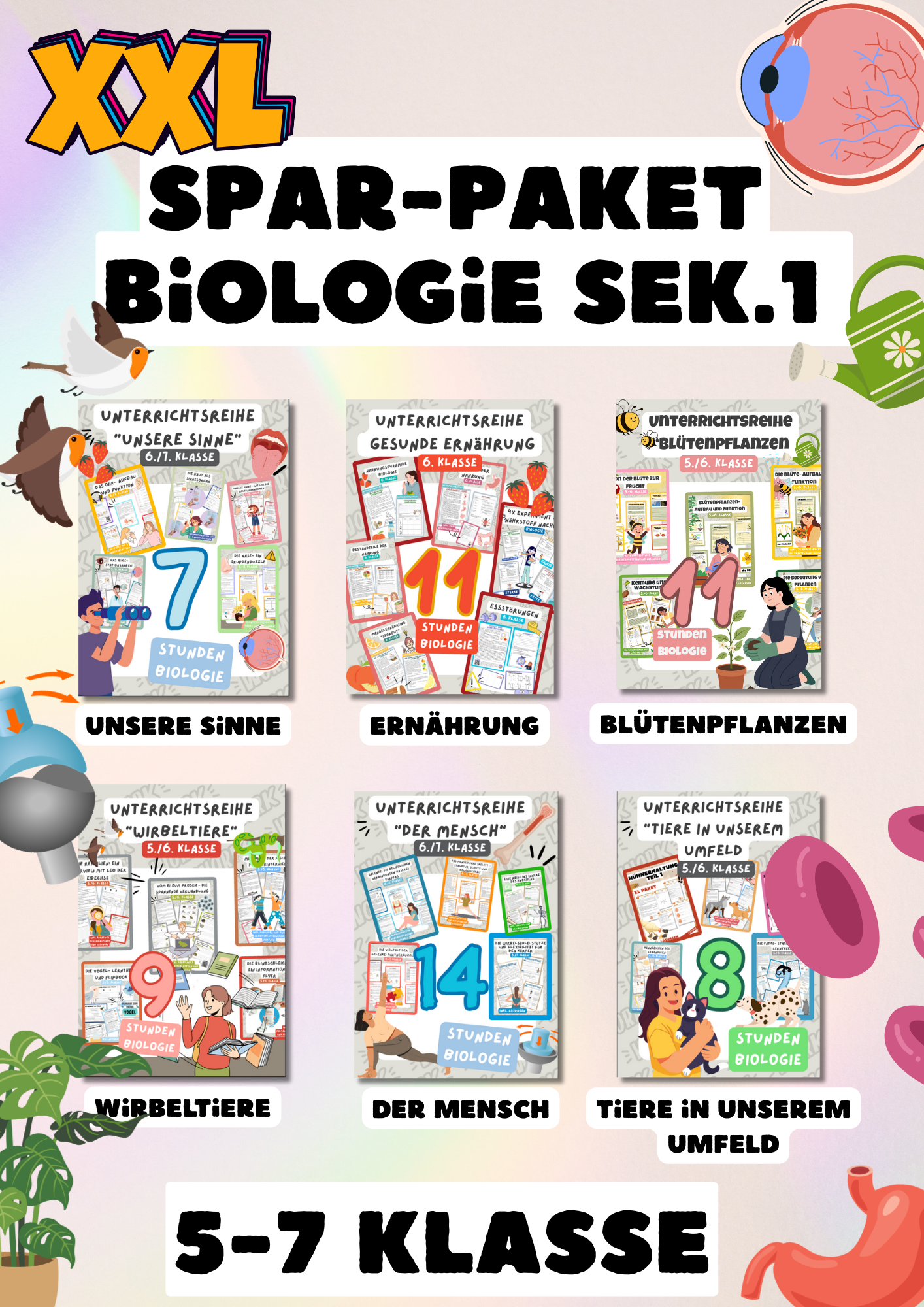 MEGA Spar-Paket Biologie Sek.1 | 6 vollständige Unterrichtsreihen ...