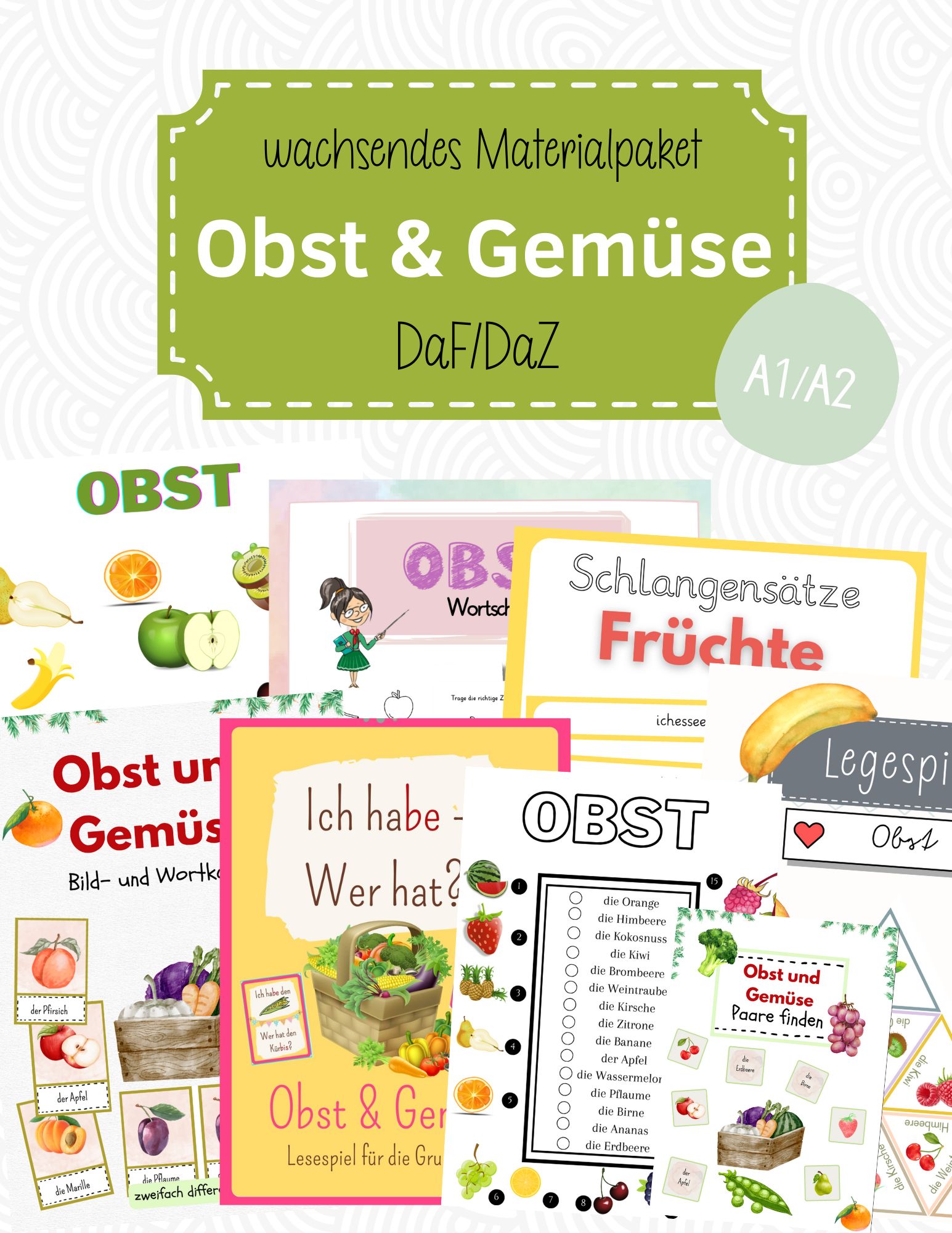 Wachsendes Materialpaket Obst & Gemüse – DaZ Deutsch als Zweitsprache ...
