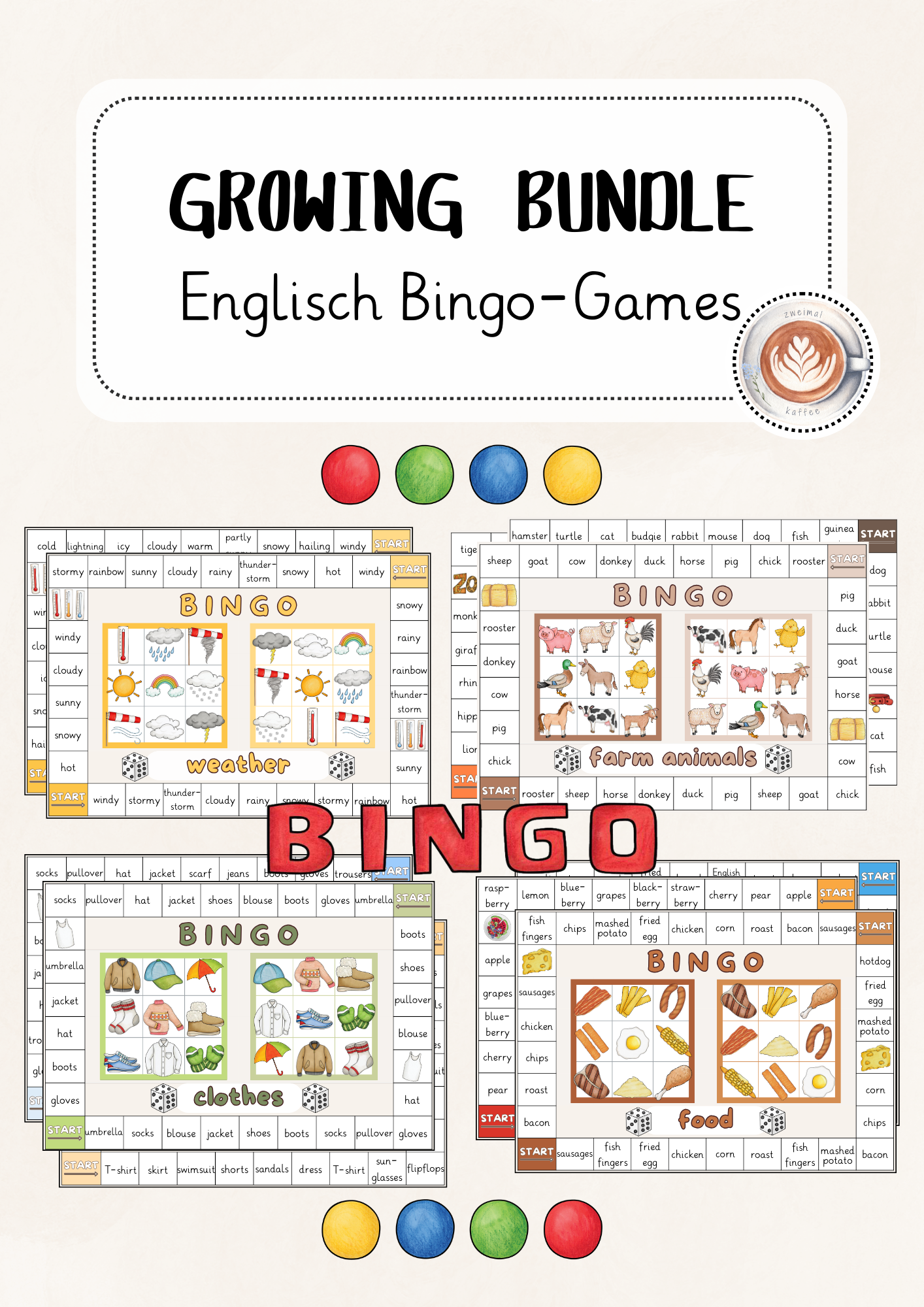 Growing Bundle - Bingo-Game Spielfelder Englisch – Unterrichtsmaterial ...