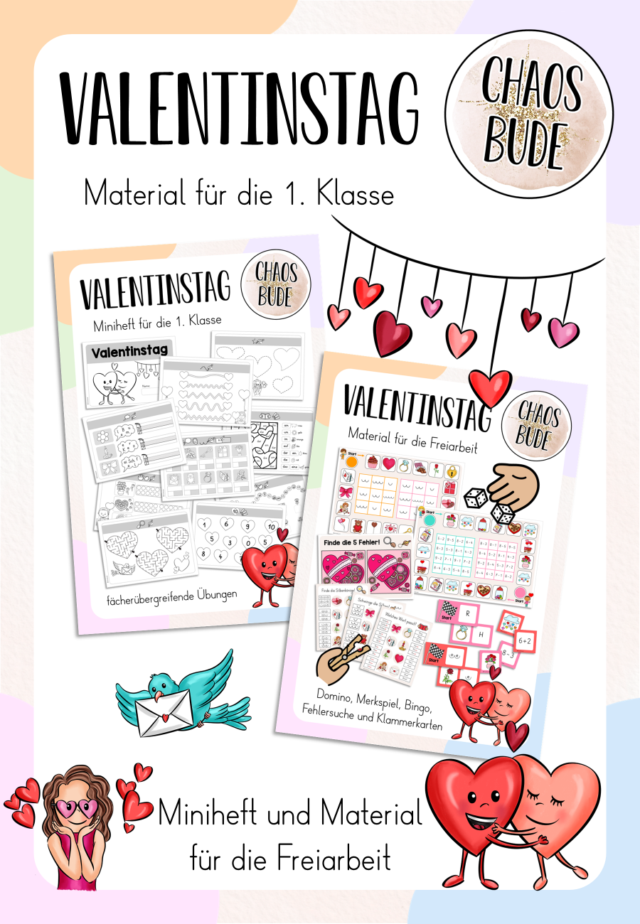 Valentinstag - Materialpaket für die 1. Klasse – Unterrichtsmaterial in ...