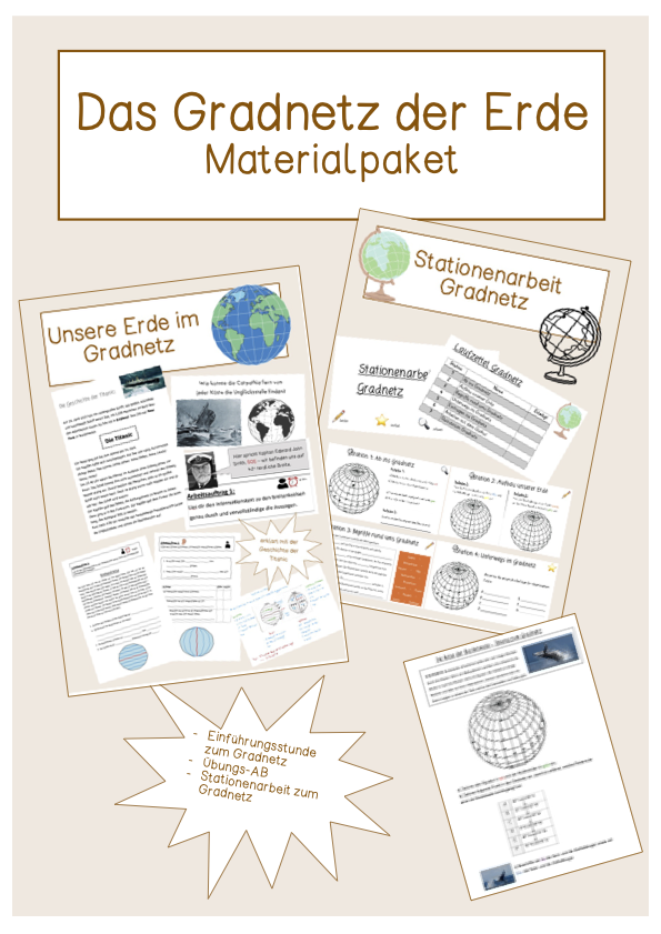 Materialpaket Gradnetz der Erde – Unterrichtsmaterial im Fach Erdkunde