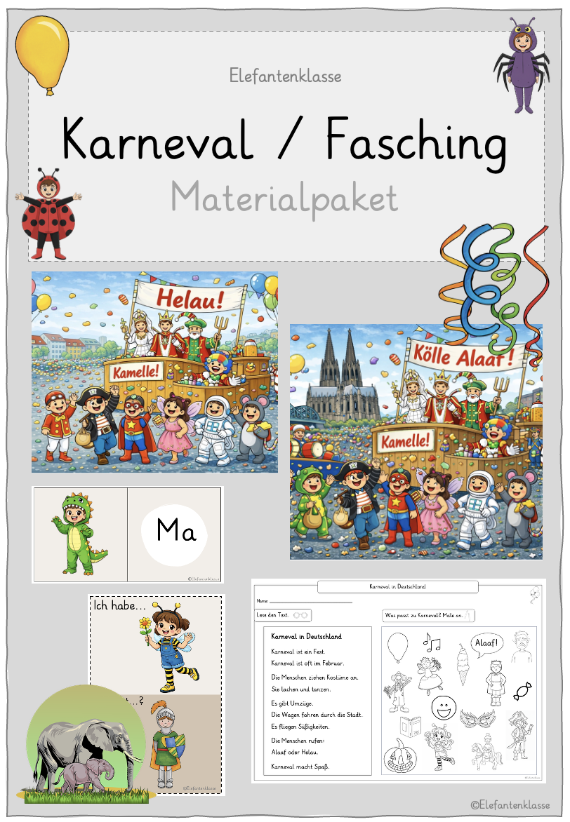 Karneval - Fasching - Fastnacht - Materialpaket – Unterrichtsmaterial ...