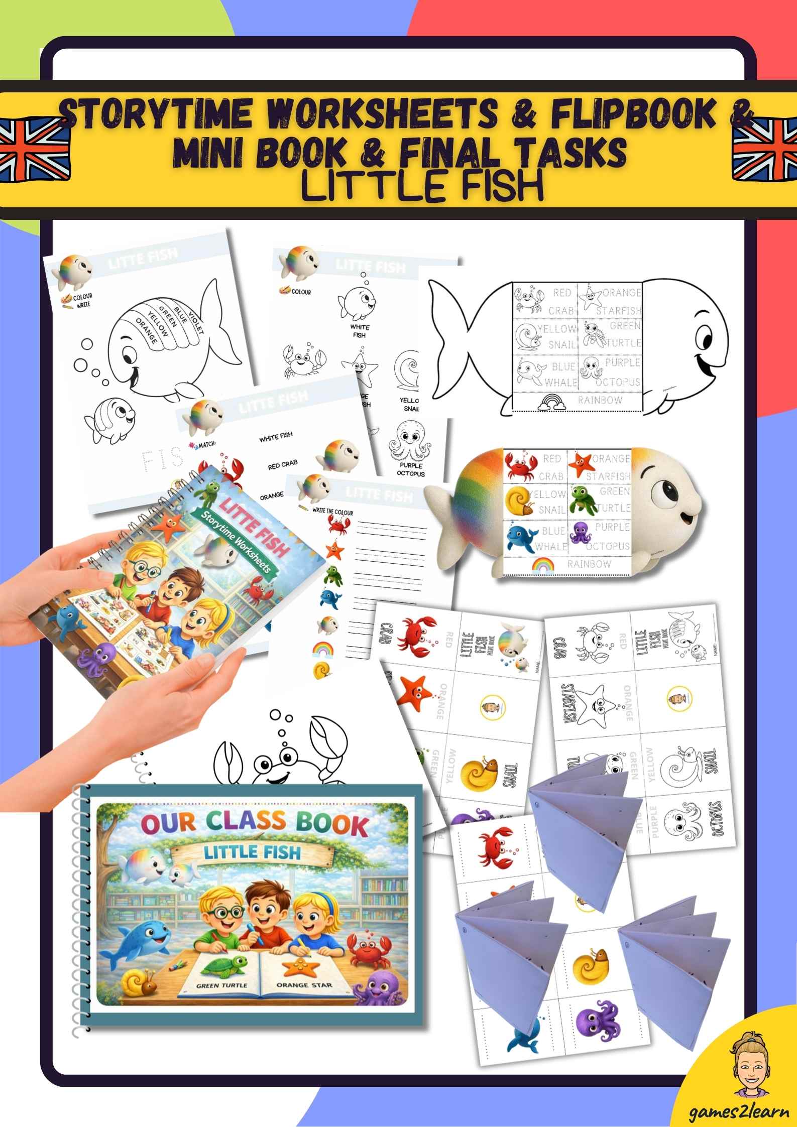 Little Fish: Storytime Worksheets & flipbook & mini book & Final Tasks ...