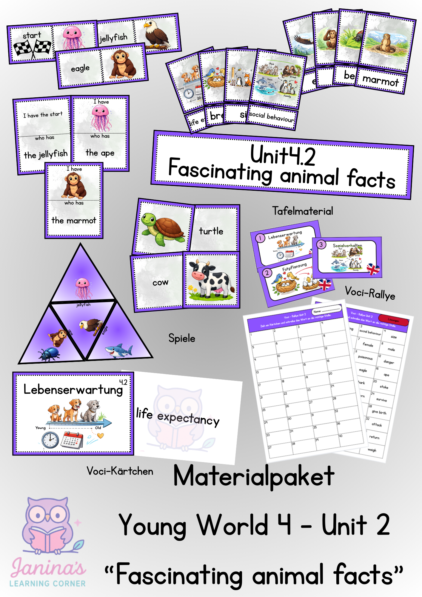 Materialpaket - Young World 4 - Unit 2 "Fascinating animal facts ...