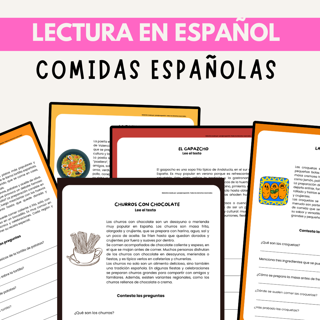 Paquete de materiales: Comida Española Spanish Reading Bundle ...