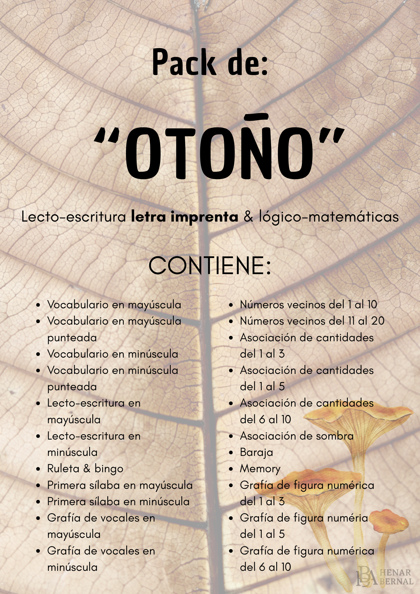 Pack de OTOÑO (letra de imprenta) - material didáctico de las ...